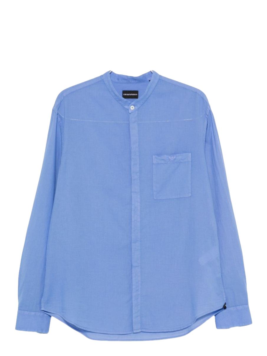 EMPORIO ARMANI mandarin-collar chest-pocket shirt